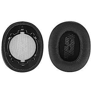 Geekria QuickFit Protein Leather Replacement Ear Pads for JBL Live 500BT Headphones Ear Cushions, Headset Earpads, Ear Cups Repair Parts (Black)