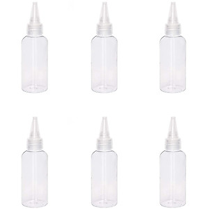 lasenersm 6 Pieces Plastic Squeeze Bottles 50ml Small Squeeze Bottles Plastic Bottles Applicator Mini Empty Squirt Bottle with Top Cap for Paint Art Craft Liquids Lotion Glue, Transparent