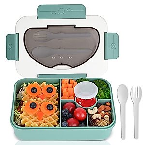 MaMix Bento Lunch Boxes for Adults Kids, Bento Box Adult Lunch Box, 5 Compartment Lunch Box Containers for Adults, Meal Prep Containers Accessories Reusable & Leakproof (Green)