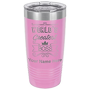 LaserGram 20oz Vacuum Insulated Tumbler Mug, World's Greatest Boss, Personalized Engraving Included (Light Purple)