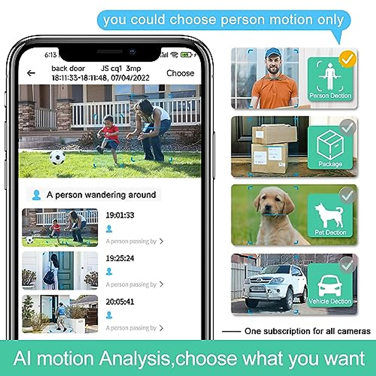Luovisee Wireless Home Security Camera Outdoor WiFi with Light Night Vision Rechargeable Battery AI Motion Detection, Surveillance Wireless Camera Outdoor,1080p
