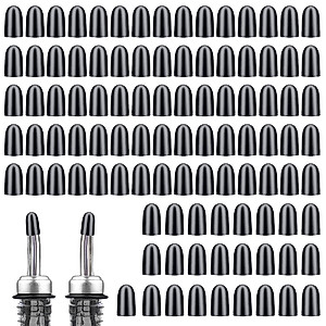 100pcs Pourers Dust Covers, Wine Liquor Bottle Pourers Caps, Oil Dispenser Spout & Liquor Spout Covers Rubber Pourer Caps for Bars Wine Clubs Cafes (Black)