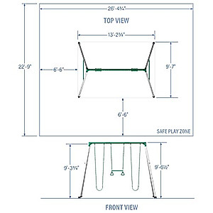 Backyard Discover Big Brutus Metal Swing Set, 10 Ft Tall, 2 Belt Swings, Trapeze Bar, Heavy Duty, Thick, Powder Coated Steel, Weather Resistant, Easy to Assemble