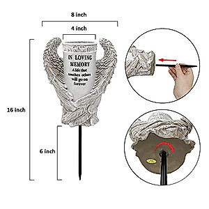 Grave Decorations for Cemetery, Angel Wings Vases with Spikes for Garden Decorations Waterproof Garden Statues Memorial Gifts for Loss of Loved One