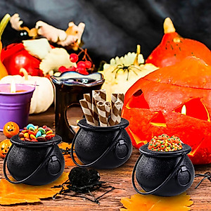 DIYDEC 12pcs Mini Black Cauldron with Handle Halloween Mini Witch Cauldron Kettles Multi-purposed Small Plastic Cauldron Halloween Pot Candy holder for Halloween & St. Patrick’s Day Party Favors Decor