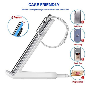 2 in 1 Charging Station, Fast Qi Wireless Charger Stand, FACEVER Wireless Charging Stand for Apple Multiple Devices iPhone 14 Pro 13 12 Max 11 Xs X XR 8 Plus Apple Watch Series Ultra 8 7 6 5 4 3 2