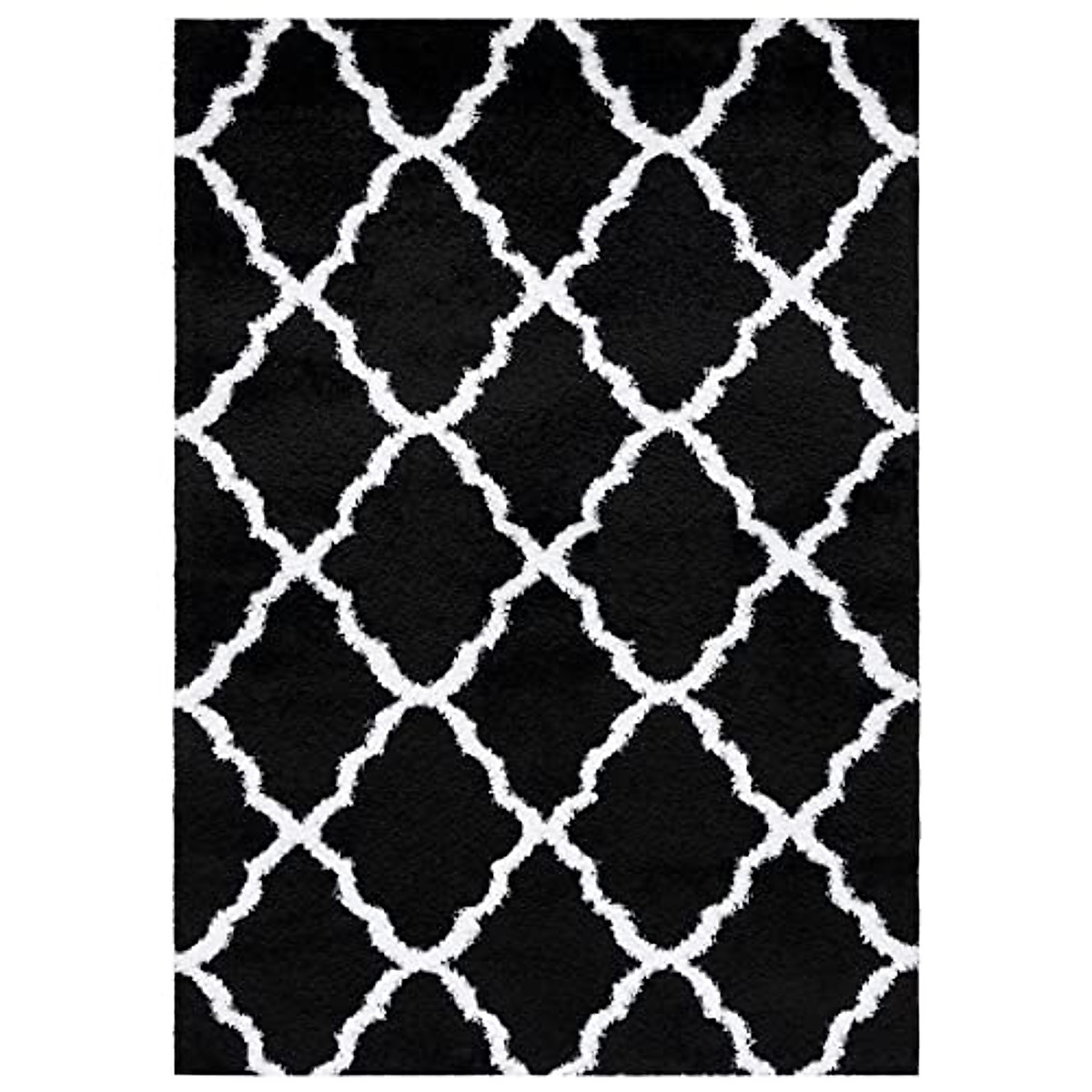 SAFAVIEH Tahoe Shag Collection Area Rug - 9' x 12', Black & White, Trellis Design, Non-Shedding & Easy Care, 1.2-inch Thick Ideal for High Traffic Areas in Living Room, Bedroom (THO675Z)
