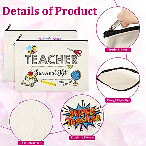 Saintrygo 18 Pcs Christmas Teacher Appreciation Gifts in Bulk Teacher Makeup Bags for Women 6 Styles Teacher Canvas Travel Toiletry with Zipper for Teacher's Day Graduation Back to School(Cute)