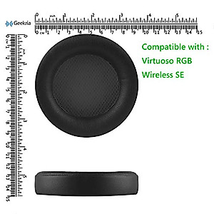 Geekria QuickFit Replacement Ear Pads for Corsair Virtuoso RGB, Virtuoso RGB Wireless SE, Virtuoso RGB Wireless XT Headphones Ear Cushions, Headset Earpads, Ear Cups Repair (Black)