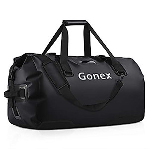 Gonex 60L Extra Large Waterproof Duffle Travel Dry Duffel Bag Heavy Duty Bag with Durable Straps & Handles for Kayaking Paddleboarding Boating Rafting Fishing Black