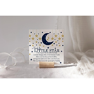 Twinkle Little Star Baby Shower Invitation Bundle (25 of Each) Blank Invites with Envelopes for Boys Diaper Raffle Insert and Bring a Book Insert Cards Set Navy and Gold Theme Celestial