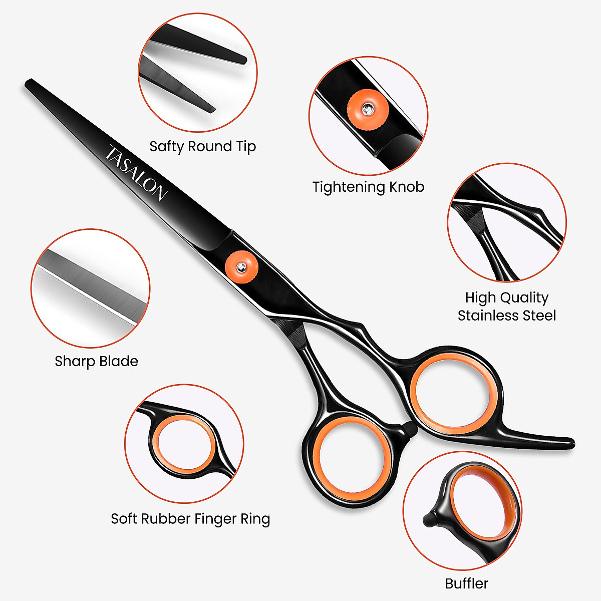 TASALON Hair Cutting Scissors Kit- All-in-1 Set of Hair Cutting Scissors - Professional Hair Shears, Thinning Scissor, Hair Comb, Neck Duster in Leather Bag -Haircut Scissor Kit