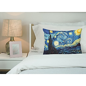Yekiua Starry Night Pillow Cases Van Gogh Oil Panting Art Classic Creative Star Cloud Universe Pillow Sham Throw Pillow Covers One Side Printing 20X36 Inches King Size