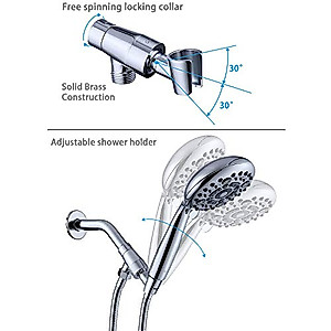 G-Promise Handheld Shower Head High Pressure 6 Spray Settings, Detachable Hand Held Showerhead 4.9" Face with Extra Long Flexible Hose and Metal Adjustable Bracket