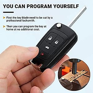 CarBole Keyless Entry Remote Control Key Fob Flip Folding 4 Button Car Door Lock Security Alarm System Replacement for Chevy 2010-2016 Camaro, 2010-2016 Cruze, (OHT01060512)