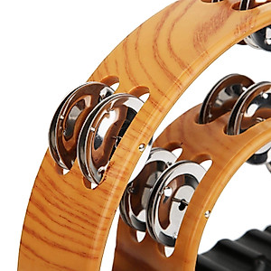 Eujgoov Tambourine Double Row Tambourine Half Moon Tambourine Double Row Metal Bell ABS Handle Compact Handbell with Ergonomic Grip Percussion Instrument