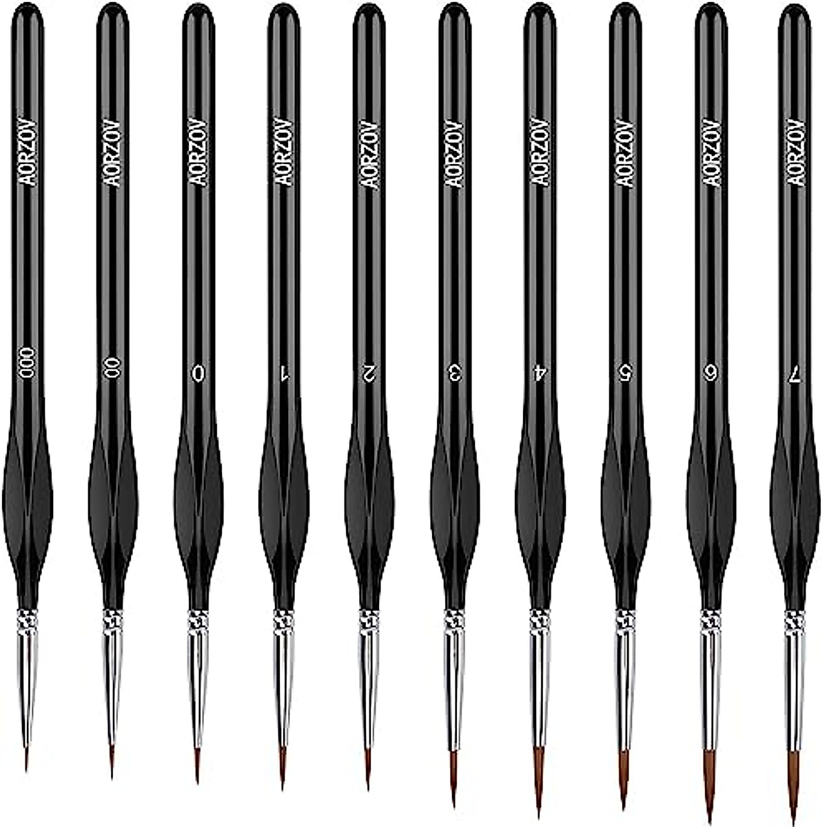 Detail Paint Brush Set - 10PCS Miniature Painting Brushes, Micro Paint Brushes for Fine Detailing & Art Painting - Acrylic, Watercolor, Oil, Model Painting, Warhammer 40k Miniature Figure by AORZOV