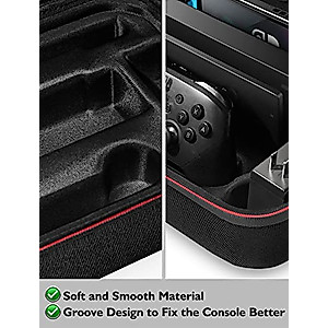 Switch Case for Nintendo Switch and Switch OLED Model, Portable Full Protection Carrying Travel Bag with 18 Game Cards Storage for Switch Console Pro Controller Accessories Black