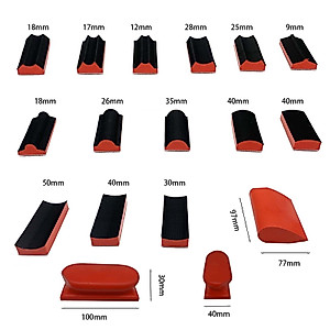16pcs Hook and Loop Sanding Block Kit with 40pcs Sandpaper Sheets,Interchangeable Assorted Contoured Profile Sanding Pad Tools Set,Hand Sand Chassis for Wood Furniture,Auto Paint and DIY Crafts