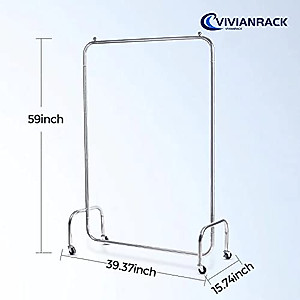 Vivianrack Clothes Garment Rack Heavy Duty Maximum Capacity 300 lb for Hanging Clothes Rack, Metal Clothing Garment Rack on Wheels with Brakes