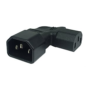 Cerrxian Left Angle IEC 320 C14 3 Pin Male to C13 Female PDU PSU UPS Power Extension Adapter Receptacle for LCD LED TV Wall Mount