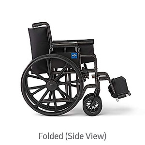 Medline Wheelchair, Desk-Length Arms and Swing-Away Leg Rests, 18" x 16" Seat (W x D)