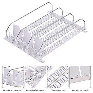 Mokylor Drink Dispenser for Fridge, 5 Row Self-Pushing Soda Can Organizer for Refrigerator, Width Ajustable Beverage Pusher Glide Beer Pop Can Water Bottle Storage for Pantry (5 Row)