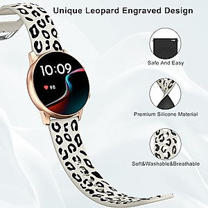 Upgraded Two-Tone Leopard Engraved Bands Compatible with Samsung Galaxy Watch 6/5/Watch 4 40mm 44mm for Women, Samsung Galaxy Watch 5 Pro 45mm/Galaxy Active 2/Galaxy Watch 3, 20mm Soft Silicone