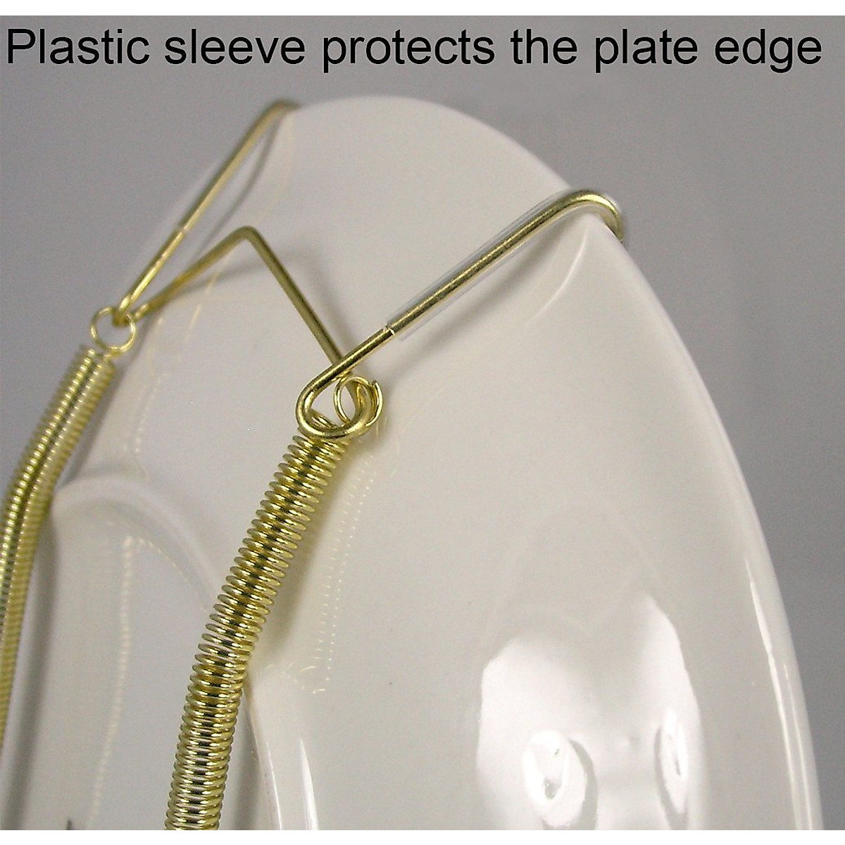 Creative Hobbies® Deluxe Plate Display Hangers, Spring Style - Assembled & Ready to Use - Hold 5 to 7 Inch Plates- Gold Wire Spring Type, Hanger Hooks & Nails Included -Pack of 3 Hangers