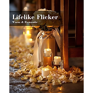 Homemory 12Pack Timer Remote Control Flameless LED Votive Candles, 1.5" x 1.6" Long Lasting Battery Operated Tea Light, Electric Fake Candles in Warm White for Wedding, Festival Celebration Decor