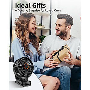 FrSara USB Battery Powered Clip on Fan, Portable Small Fan with USB TYPE-C Charging, 3 Speeds Strong Airflow, with Sturdy Clamp, Quiet Desk Fan, Ideal for Bedroom Office Desktop Treadmill, Black
