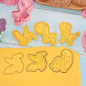 Leesgel Dinosaur Cookie Cutters for Kids Party Decorations, Dinosaur Birthday Party Supplies Favors Decor, Plastic Dino Cookie Cutter Mold for Biscuit Fondant Cake Baking