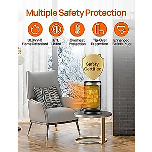 Space Heaters for Indoor Use, 1500W/750W Portable Heater with 90°Oscillation Safe and Quiet Ceramic Heater Fan Electric Heater with Overheat Protection Desk Heater for Bedroom Office Use