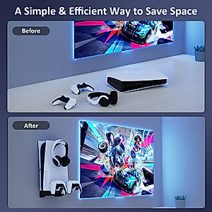 NexiGo PS5 Accessories Essential Kit, PS5 Wall Mount Kit with Charging Station, Cooling Fan with LED Light, Efficient Cooling System, Wall Mount Set for PSVR2 Controllers, Hanging Near or Behind TV