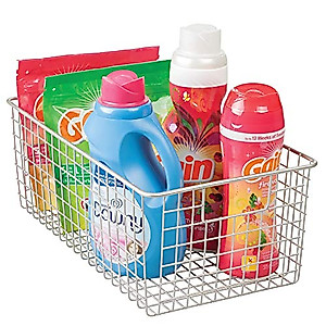 iDesign Classico Wire Storage Basket, Satin Silver, 16 x 9 x 6 Inch, 1 Piece