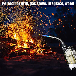 Yeuligo Torch Lighters, Butane Lighter with 360° Flexible Neck and Visible Window, Refillable Grill Lighter with keyhole, Clear(without Gas)