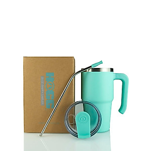 Hogg 20oz Grippy Tumbler with Removable Handle, Lid, and Stainless Steel Straw, DIY, Customizable, Double Wall Insulated Tumblers (Mint)