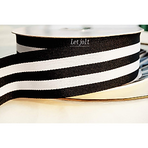 Striped Fabric Grosgrain Ribbon 1-1/2 Inch Wide 25 Yards Black and White Striped Ribbon for Bouquet Favor New Years Gifts Wraps Craft Trim Embellishments Supplies Decorations