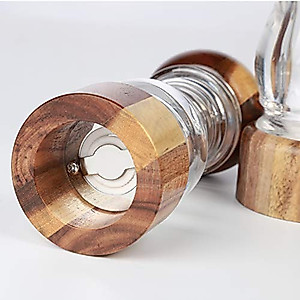 KKC HOME ACCENTS Wooden Sea Salt Grinder,Salt Mill,Coarse Salt Grinder,Wood and Acrylic,Refillable Salt Grinder Mill for Pink Himalayan Salt or Pepper,Adjustable Coarseness Fine to Coarse,8 inch