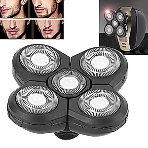 5 Head Shaver Replacement, Replacement Shaver Head Electric Beard Shaver Carver 5 Blade Rotating Head Accessory for Men Bald Head Rotary Shaver Grooming Kit Facial Clean Trimmer(#01)