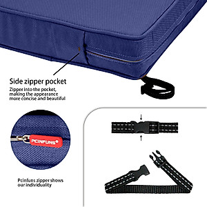 Pcinfuns Outdoor Chair Cushion 24 x 24 x 3 Inch Water Resistant & Fade Resistant Patio Furniture Cushions with Removable Cover and Adjustable Straps Set of 2,Deep Blue