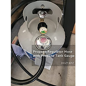 3 Feet Propane Regulator Hose with Propane Tank Gauge Universal Grill Regulator Replacement Parts, QCC1 Hose and Regulator for Most LP Gas Grill, Heater and Fire Pit Table, 3/8" Female Flare Nut