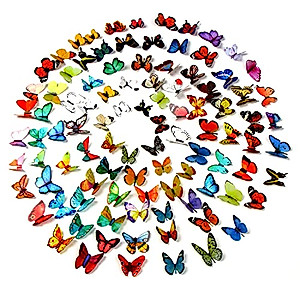 CCINEE 99pcs 3D Colorful Butterfly Wall Stickers, 5 Styles Wall Mural Stickers Decals Removable DIY Art Crafts for Home Kids Room Bedroom Nursery Decor Cosplay Wedding Offices Party Decor