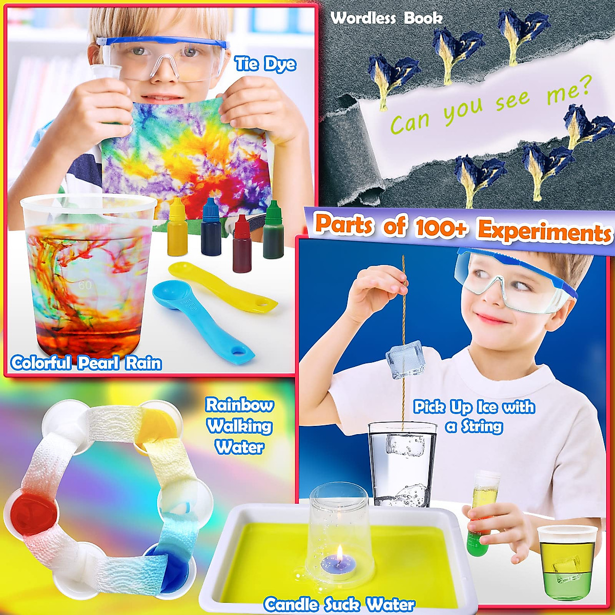 UNGLINGA 100+ Science Lab Experiments Kit for Kids, S.T.E.M Project Activities Educational Birthday Toys Gifts for Boys Girls, Chemistry Set, Gems Dig, Volcano, Glowing Worms