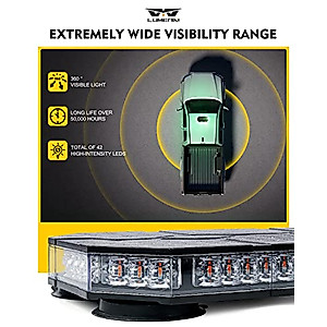 LUMENIX LED Rooftop Strobe Beacon Lights Magnetic Mount Emergency Traffic Security Warning Caution Flashing Plow Light Bar, for Construction Vehicles Tow Trucks Snowplow Postal Cars White/Green