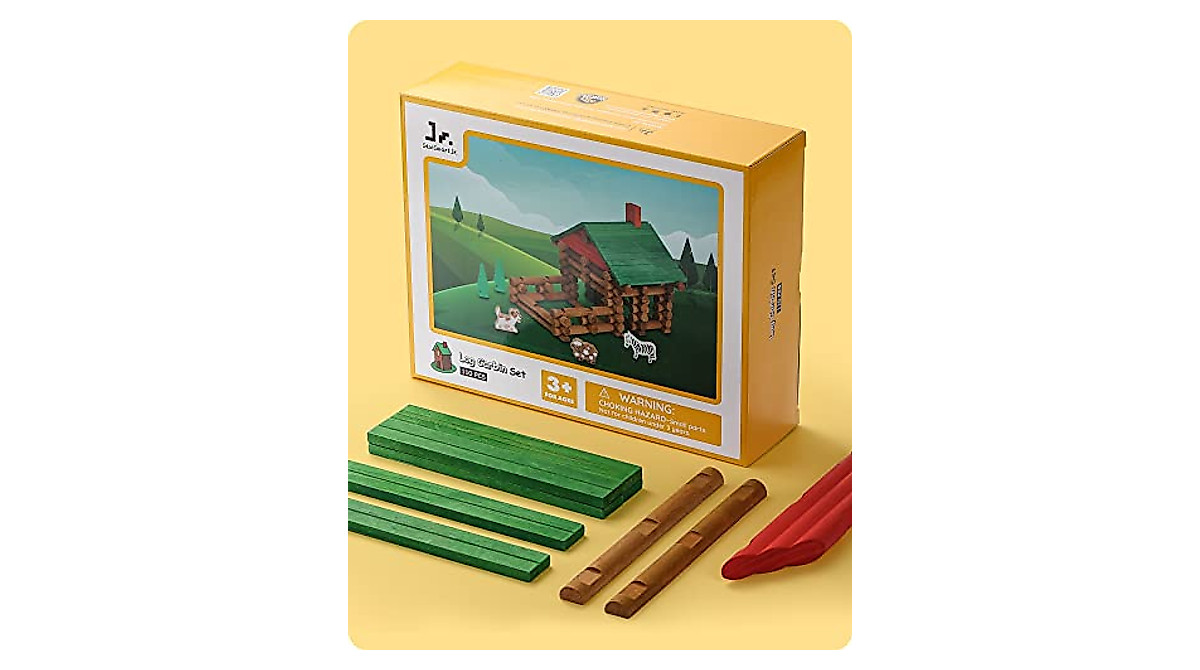 SainSmart Jr. 110 PCS Wooden Log Cabin Building Toy
