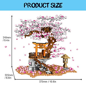NEWRICE Sakura Tree House Lights Building Kit,City Architecture Inari Shrine Building Blocks Sets,for Adults,or Aged 12+ Boys Girls (1103 Pieces)