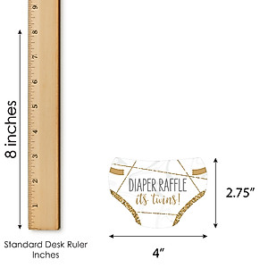 Big Dot of Happiness It’s Twins - Diaper Shaped Raffle Ticket Inserts - Gold Twins Baby Shower Activities - Diaper Raffle Game - Set of 24