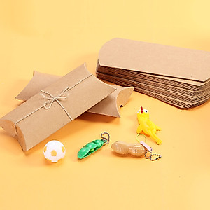 Mr. Pen- Kraft Pillow Boxes, 6.3x3.4x1.3 in, 25 Pack with Jute Twines, Kraft Gift Boxes, Paper Boxes for Gifts, Paper Pillow Candy Box, Pillow Boxes Craft, Favor Gift Boxes, Pillow Gift Boxes