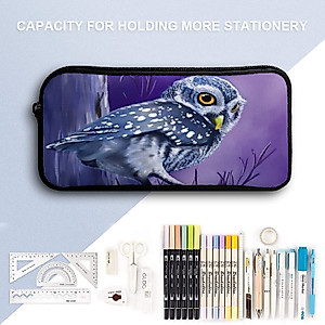 Night Owl Bird Pencil Case Stationery Pen Pouch Portable Makeup Storage Bag Organizer Gift